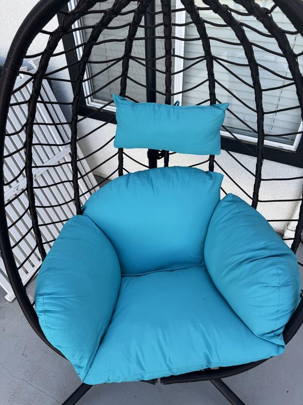 ALAULM Hanging Chair 1 -person Turquoise HDPE Outdoor Swing bed in the ...