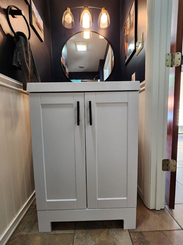 Project Source Alec 24-in Cream Single Sink Bathroom Vanity with White ...