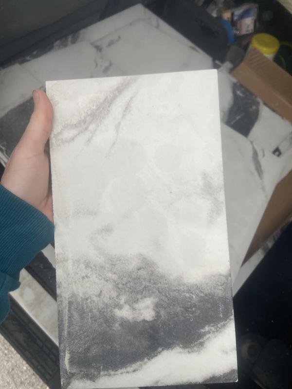 Origin 21 Black Panda Black 12-in x 24-in Matte Porcelain Marble Look ...