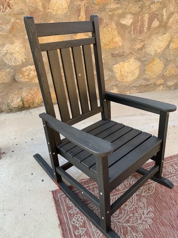 JEAREY HDPE High-back Patio Rocking Chair Set of 2 Set of 2 Coffee HDPE ...