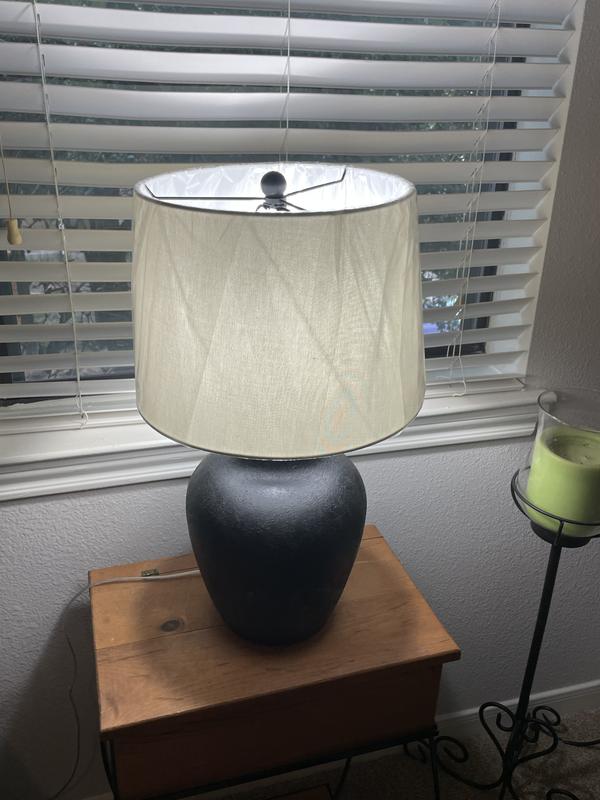 allen + roth 24-in Matte Black LED On/Off Switch Table Lamp with Fabric ...