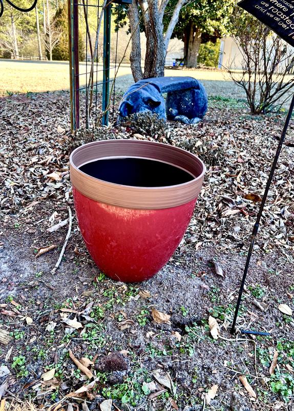 Southern Patio Round 15-in W Large Blue Resin Outdoor Planter HDR ...
