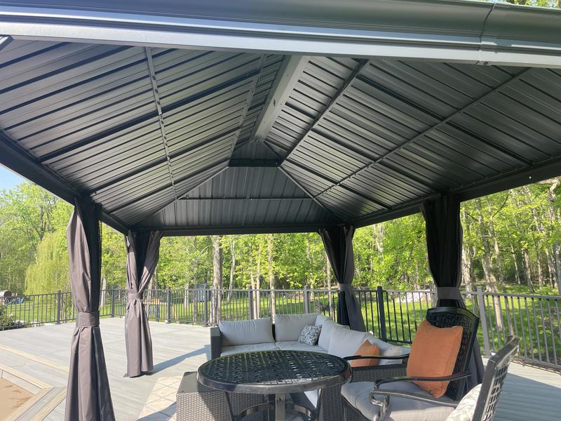 PURPLE LEAF 17-ft x 13-ft Hardtop Gazebo Gray with Lights Gazebo with ...