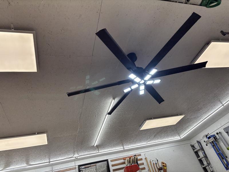 Parrot Uncle 84-in Matte Black with Brown Blades LED Ceiling Fan With ...