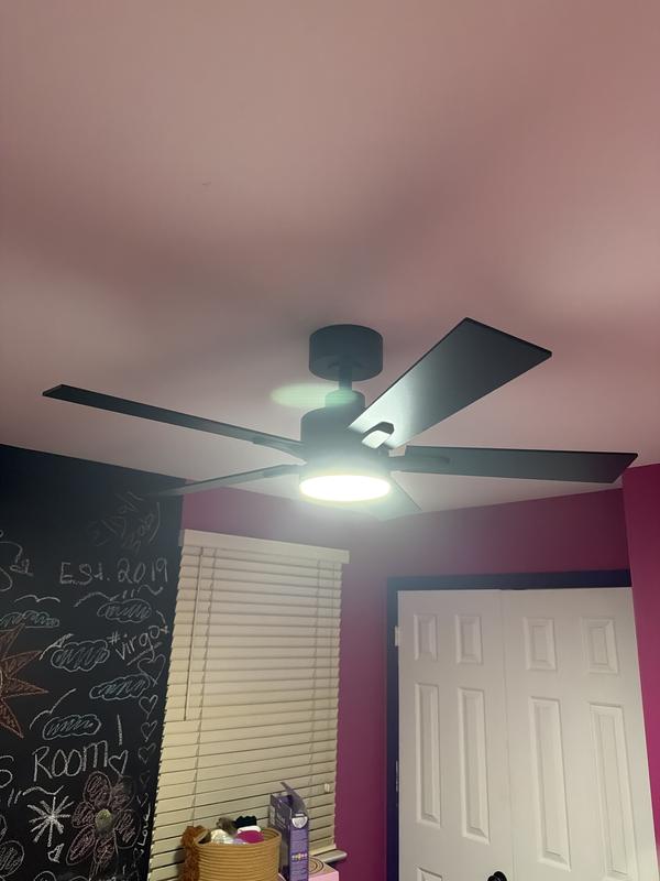 Breezary Farmhouse Rustic 19-in Matte Black with Dark Walnut Blades LED ...