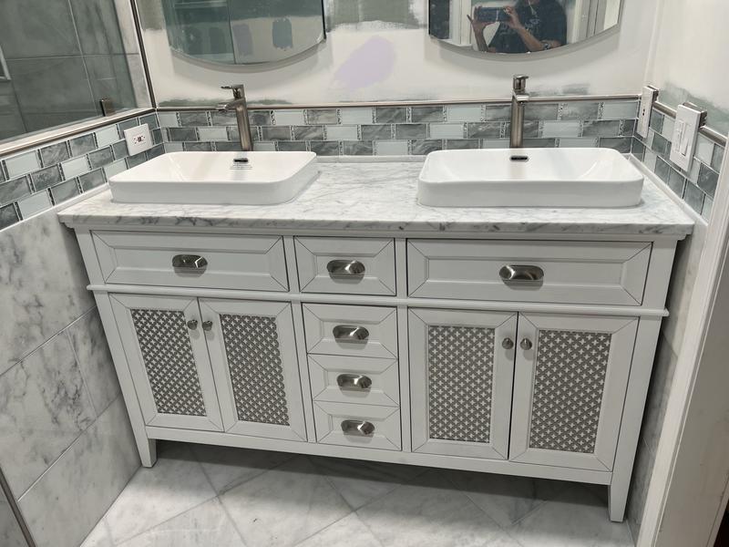 Nicole Curtis Northville 60-in Matte White Oak Semi-recessed Double ...