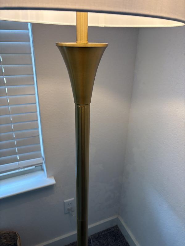 KAWOTI 66-in Blackened Bronze Shaded floor lamp Floor Lamp with Linen ...