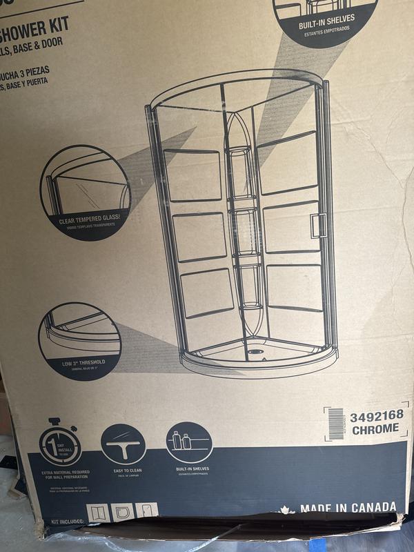 Mansfield Monroe 3-Piece 38-in W x 38-in L x 76-in H Round Corner ...