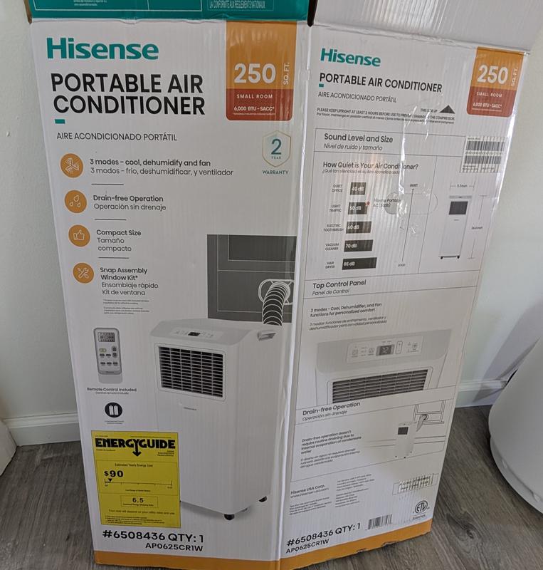 Hisense 6000 BTU DOE 115 Vented Small Room Portable Air Conditioner ...