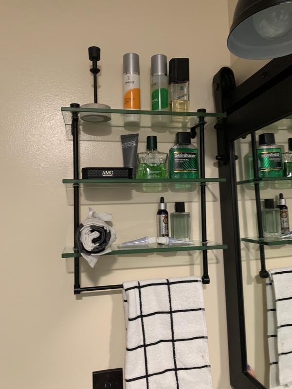 Allied Brass Foxtrot Matte Gray 3-Tier Wall Mount Bathroom Shelf (22-in ...