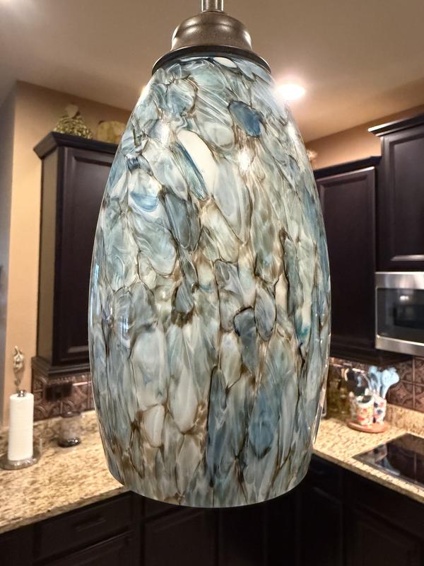FAYMART Ding 7-in x 4.72-in Dome River Stone Art Glass Pendant Light ...