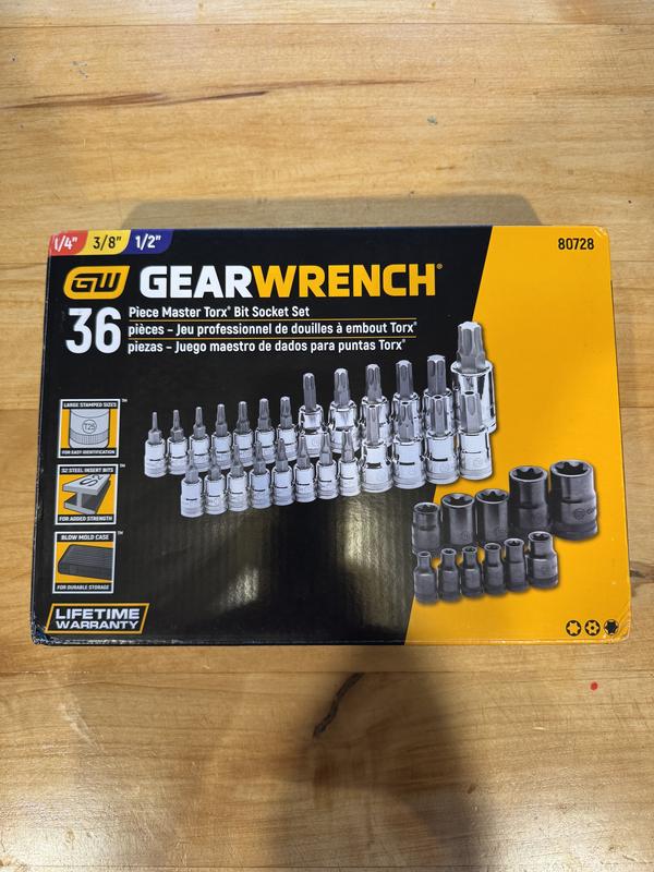 GEARWRENCH 36-Piece Set Drive Set Tamper-proof Torx Bit Driver Socket ...