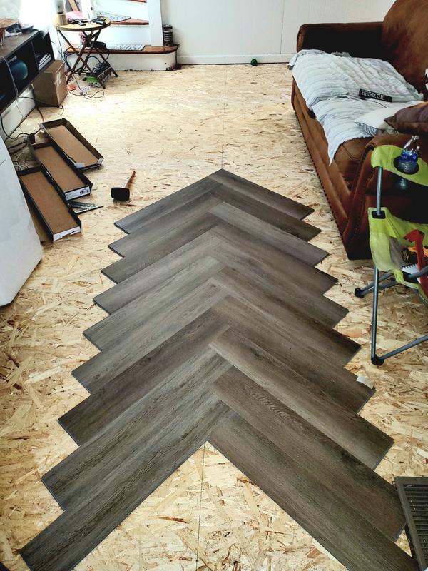 ProCore Plus Herringbone Ashewood Brown 20-mil x 6-in W x 30-in L Waterproof Interlocking Luxury ...
