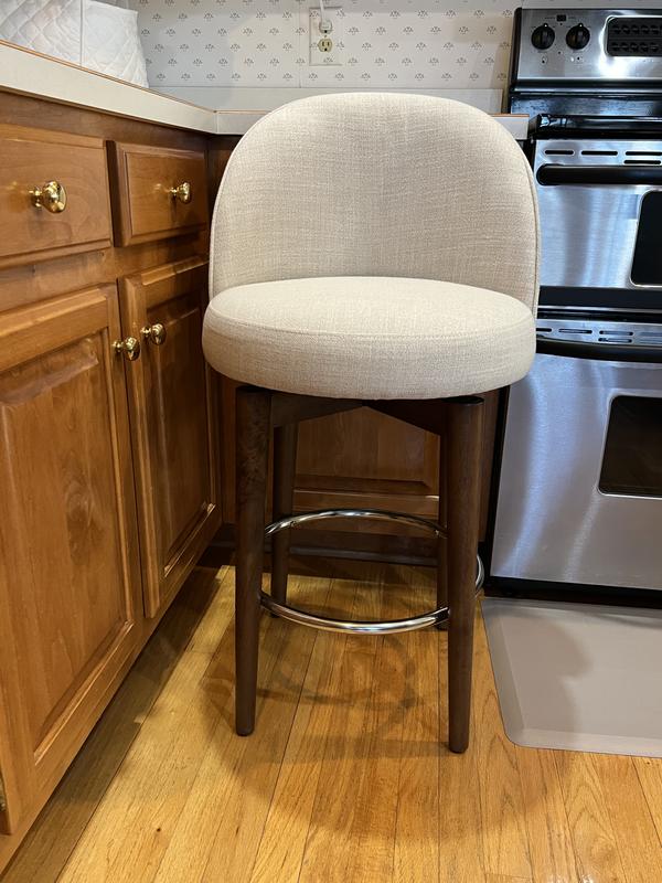 Circle 55 Pure White 26.4-in H Counter height Upholstered Swivel Wood ...