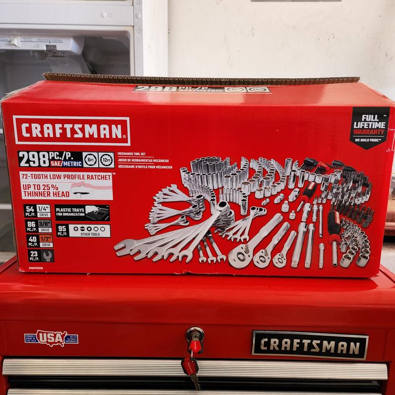 CRAFTSMAN 298-Piece Standard (SAE) and Metric Polished Chrome Mechanics ...