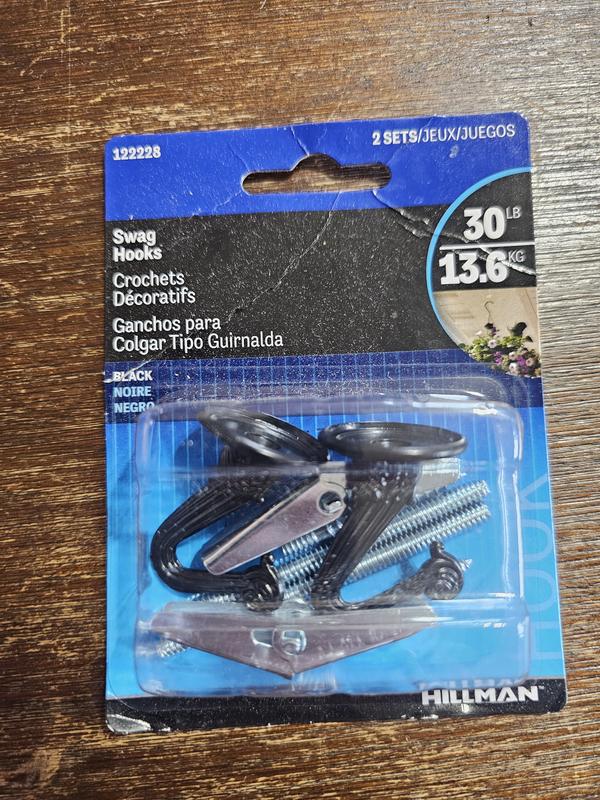 Hillman 4-in Black Steel Swag Hook (2-Pack) 122228 at Lowes.com