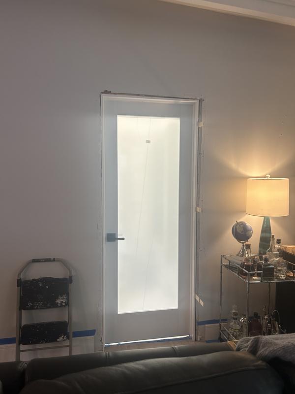 JELD-WEN 36-in x 80-in Primed Solid Core 1-panel Frosted glass Right ...