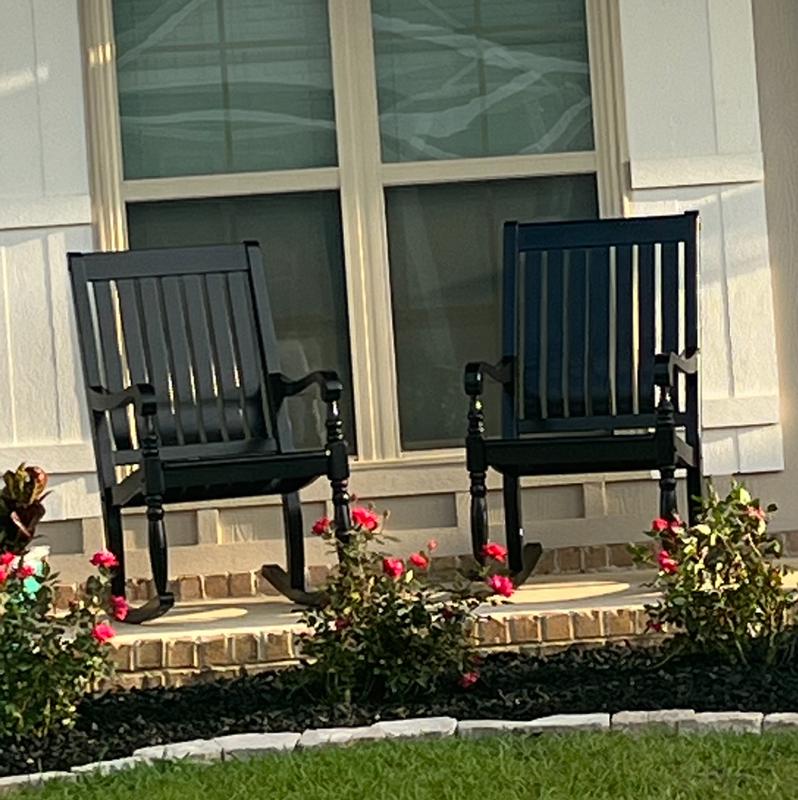 Cambridge Casual Vandal Set of 2 Black Wood Frame Rocking Chair with ...