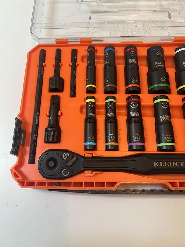 Klein Tools KNECT Flip-24 Deep-Well, Heavy-Duty Impact Socket Set, SAE ...