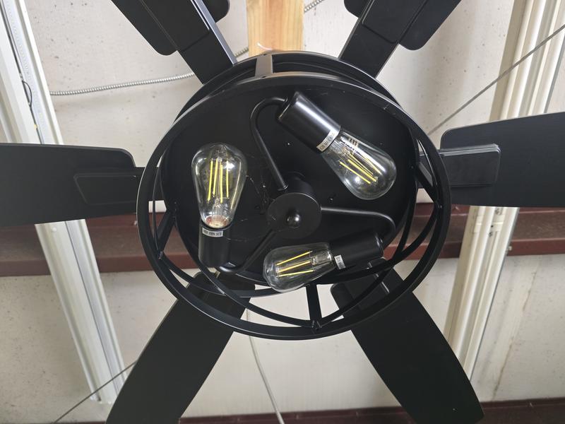 SILJOY 60-In Black Farmhouse Cage Ceiling Fan with Light Remote Control ...
