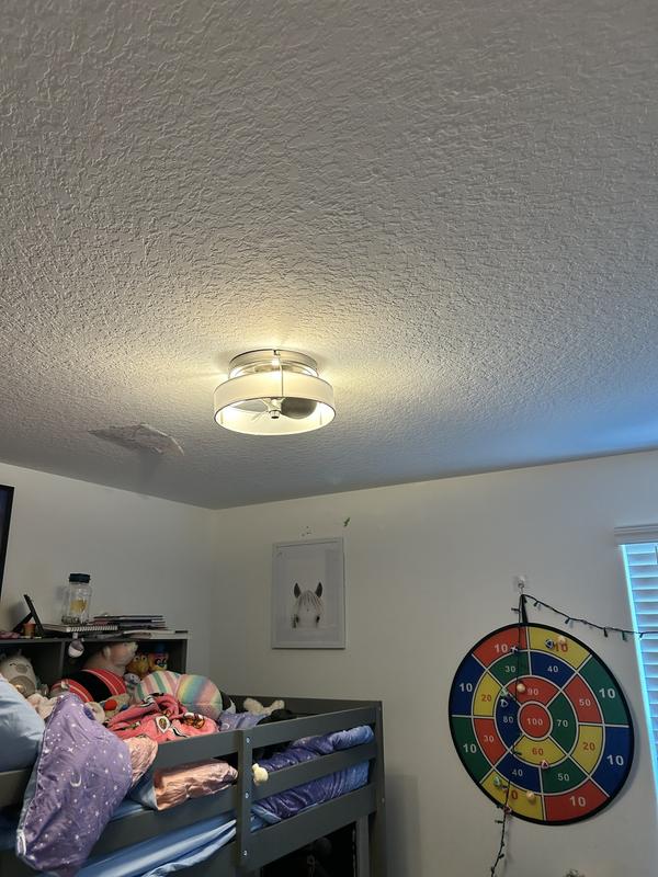 Parrot Uncle 12.6-in Satin Nickel LED Indoor Flush Mount Chandelier ...