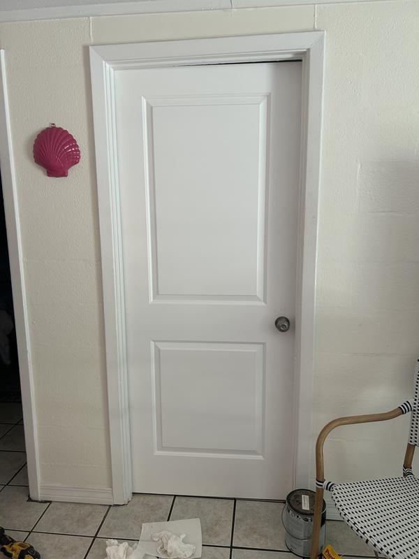 Shop JELD-WEN Carrara 36-in x 80-in Primed 2-panel square Smooth Hollow ...