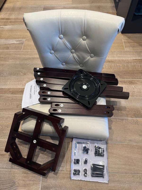 LUE BONA Gray/Faux leather 25.8-in H Counter height Upholstered Swivel ...