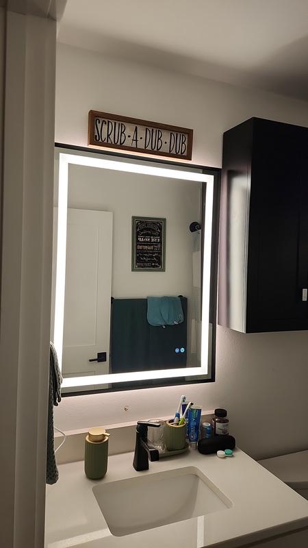 TETOTE 60x30 Inch Brushed Gold Beveled Framed Rectangle Dimmable LED ...