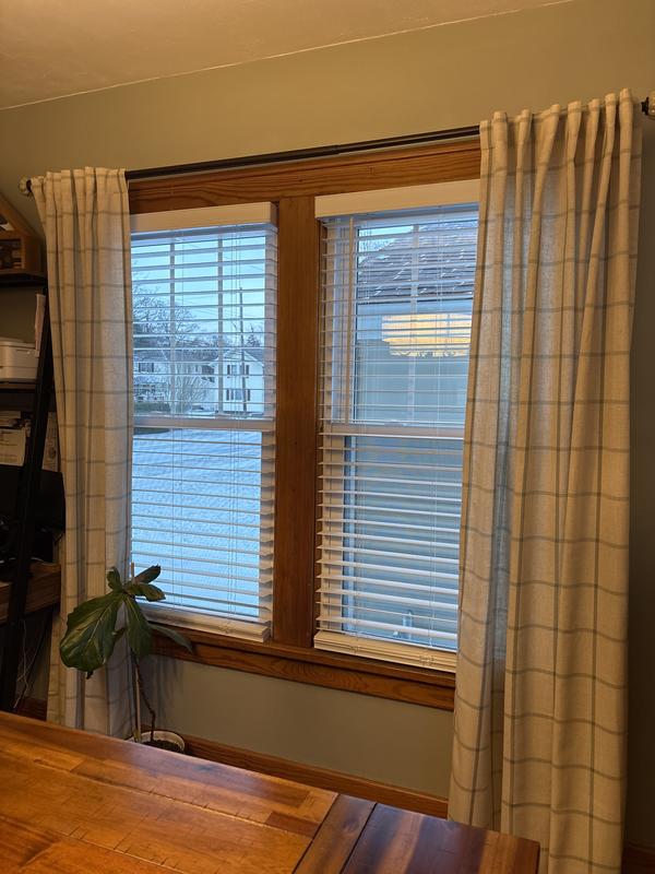 allen + roth 84-in Black Plaid Light Filtering Back Tab Single Curtain ...