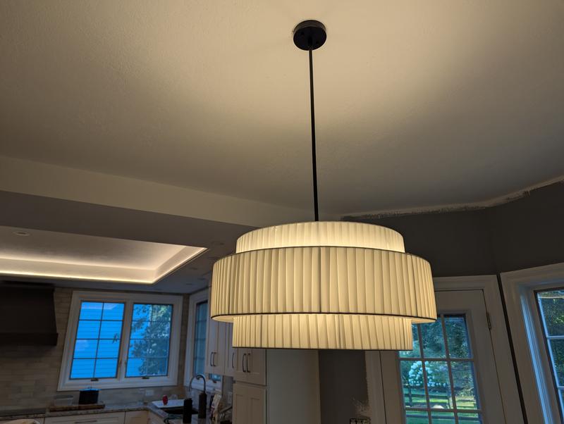 LamQee Fabric Drum Chandelier 5 -Light Matte Black Fabric Metal ...