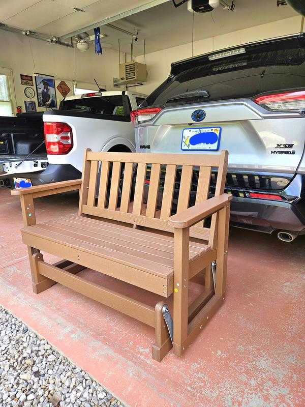 Serwall Outdoor HDPE Patio Glider Bench - Durable Weather Resistant Low ...