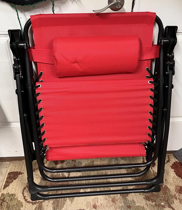 Patio Premier Sun-Ray Black Steel Frame Stationary Zero Gravity Chair with Gray Woven Seat ...