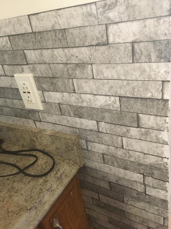 InHome 18-in W x 108-in H Self-adhesive Gray Faux Finish Textures Wall ...