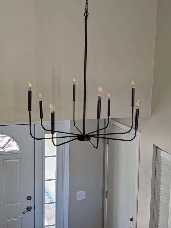 LNC Askrlessi 8 -Light Matte Black Bare bulb Metal Chandelier in the ...