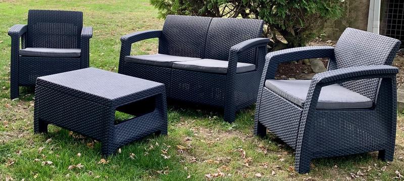 Keter Corfu All Weather Outdoor Patio Garden Furniture 4 -Piece Patio ...