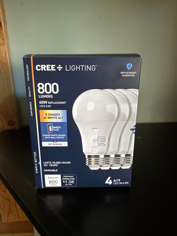 Cree Lighting 60 -Watt EQ A19 Bright white Screw bases Dimmable LED ...