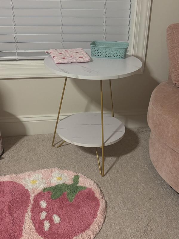 Fnova End table 19-in W x 22-in H Black and Gold Wood Round Modern End ...