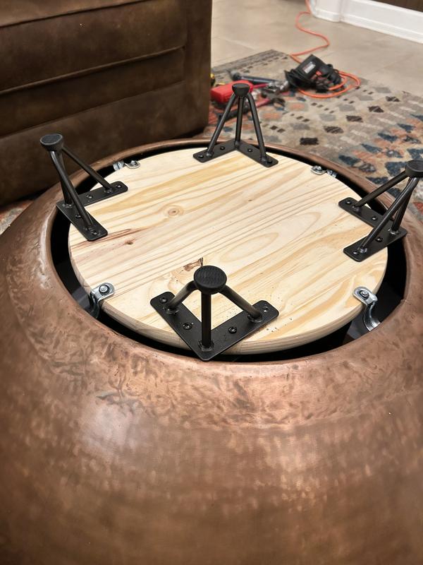 Safavieh Industrial Round Metal Copper 39.0-in W x 14.5-in H Coffee ...