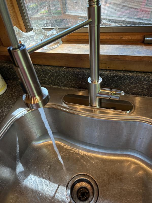 Shop Project Source Matte Black Kitchen Faucet with Sprayer and 3.5-in ...