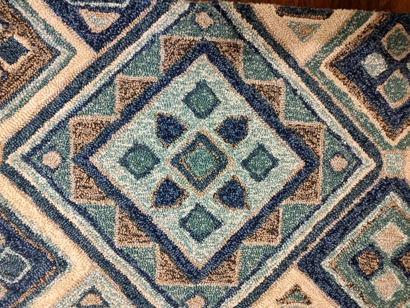 allen + roth with STAINMASTER Teal Tiles 2 x 7 (ft) Hooked ...