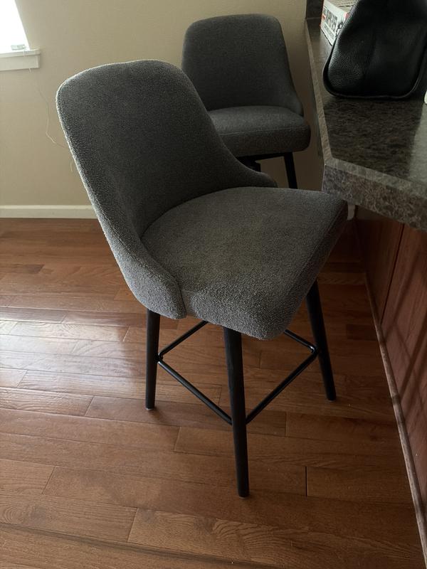 Circle 55 Cotton 26.4-in H Counter height Upholstered Swivel Wood Bar ...