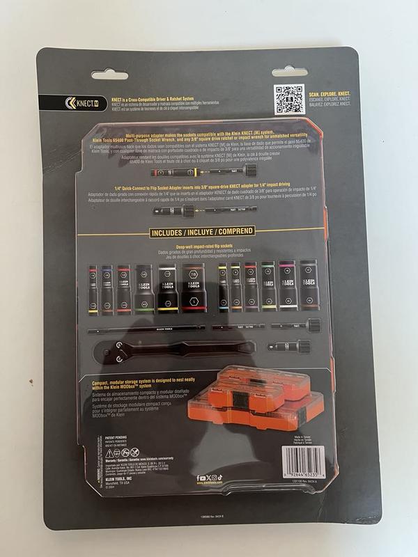 Klein Tools KNECT Flip-24 Deep-Well, Heavy-Duty Impact Socket Set, SAE ...