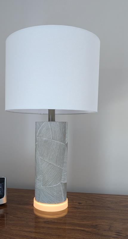 KAWOTI Aureole 23-in Gray with White LED 4-way Table Lamp with Fabric ...