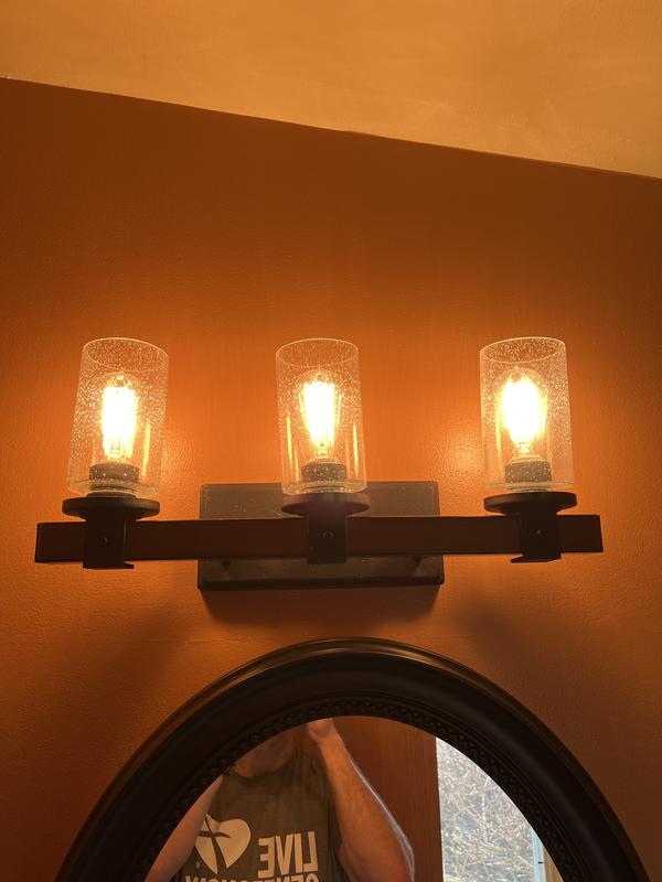 Kichler Barrington 22-in 3-Light Distressed Black Rustic Vanity Light ...