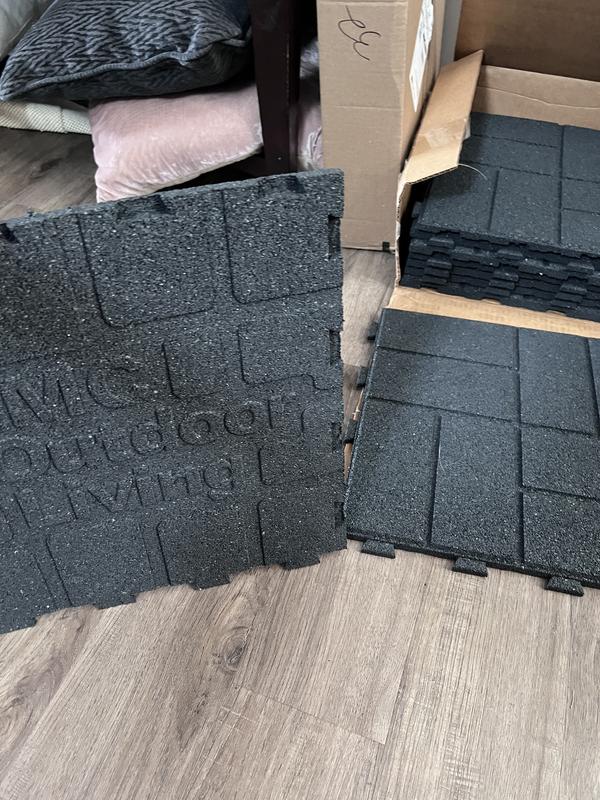 Rubberific 16-in L x 16-in W x 0.625-in H Square Black Smartloc Rubber ...