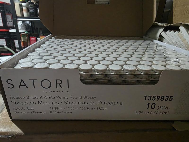 Satori Hudson Mist 12-in x 12-in Matte Porcelain Penny Round Wall Tile ...