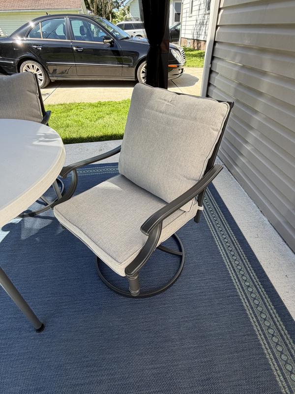 allen + roth Thomas Lake Set of 2 Gray Steel Frame Swivel rocker Dining ...