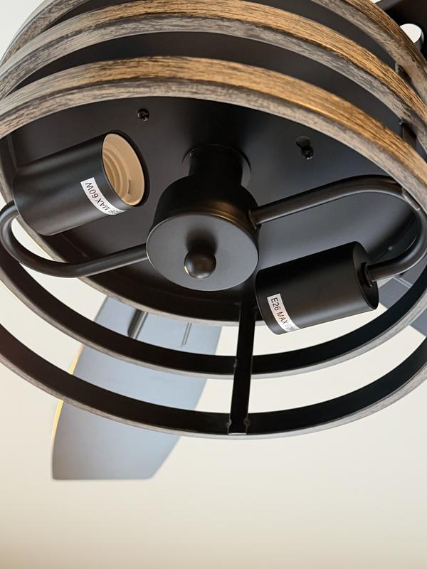 SILJOY 52-in Farmhouse Cage Ceiling Fan with Walnut or Black Color ...