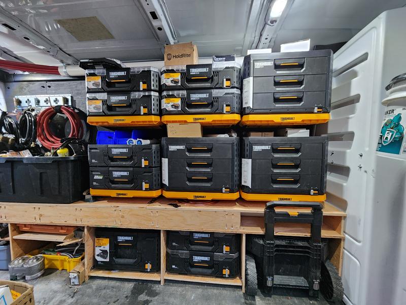 TOUGHBUILT STACKTECH Plastic/Metal Shelf (2) Stacktech Shelves, (2) E ...