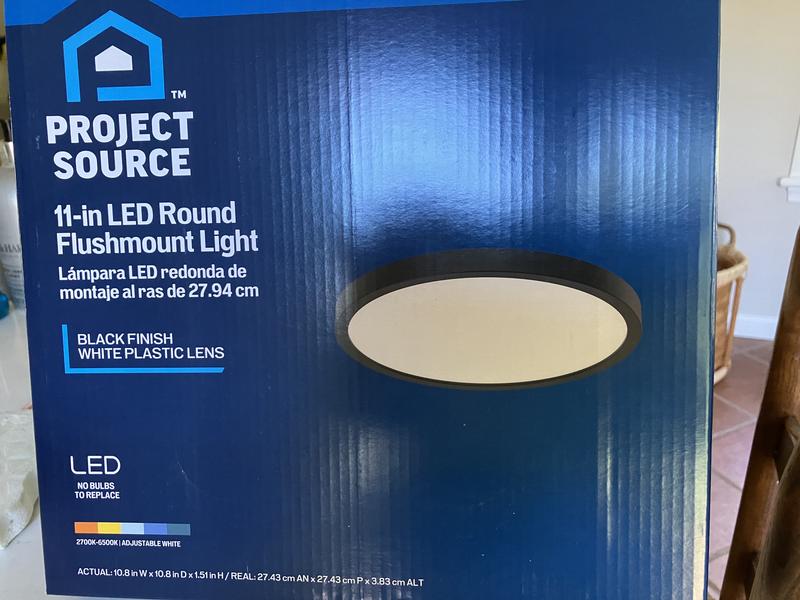 Project Source 1 -Light 10.8-in Matte Black Integrated LED Flush Mount ...